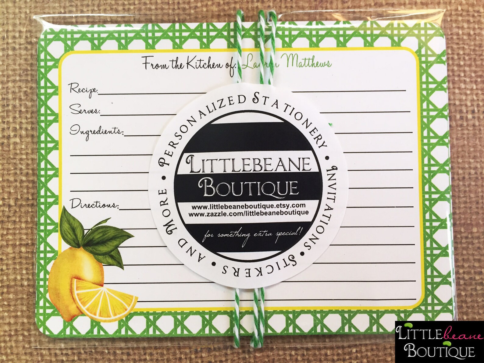 Personalized Recipe Cards Printed Lemon Recipe Cards Fruit - Etsy
