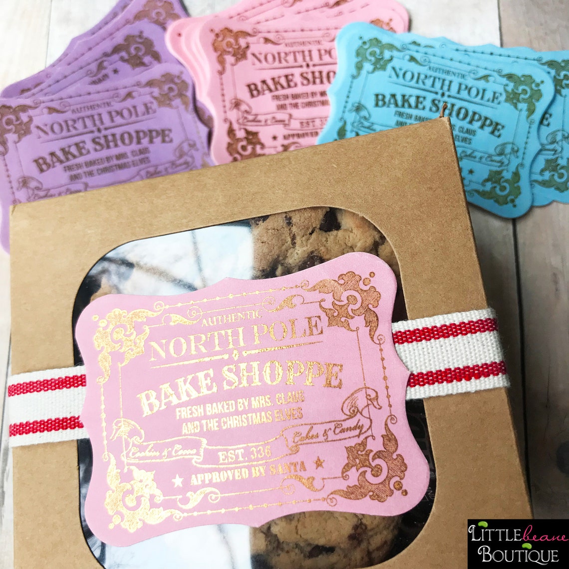 Christmas Baking Labels, GOLD Baking Labels, Baking Box Stickers, North ...