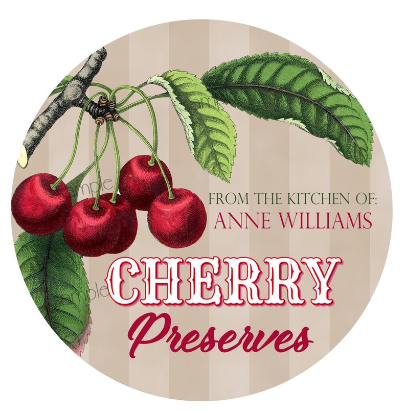 Cherry Canning Jar Labels, Canning Labels, Jelly, Jam, Cherry Preserves ...