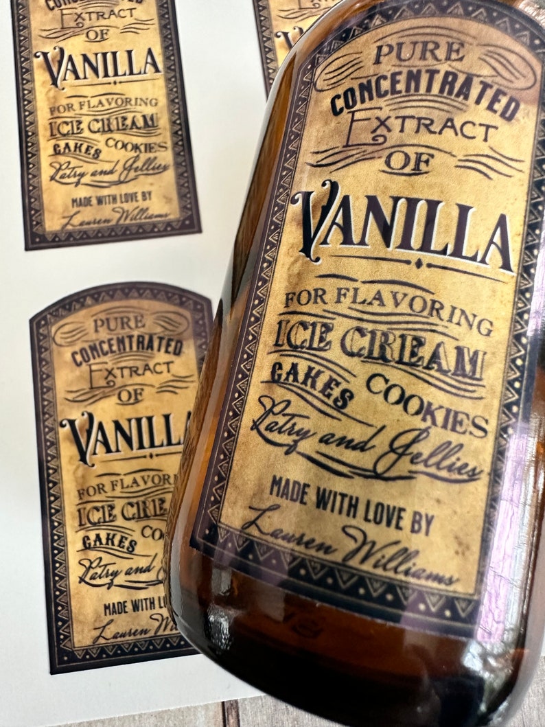 Waterproof Vanilla Extract Labels, Personalized Vanilla Extract Labels ...