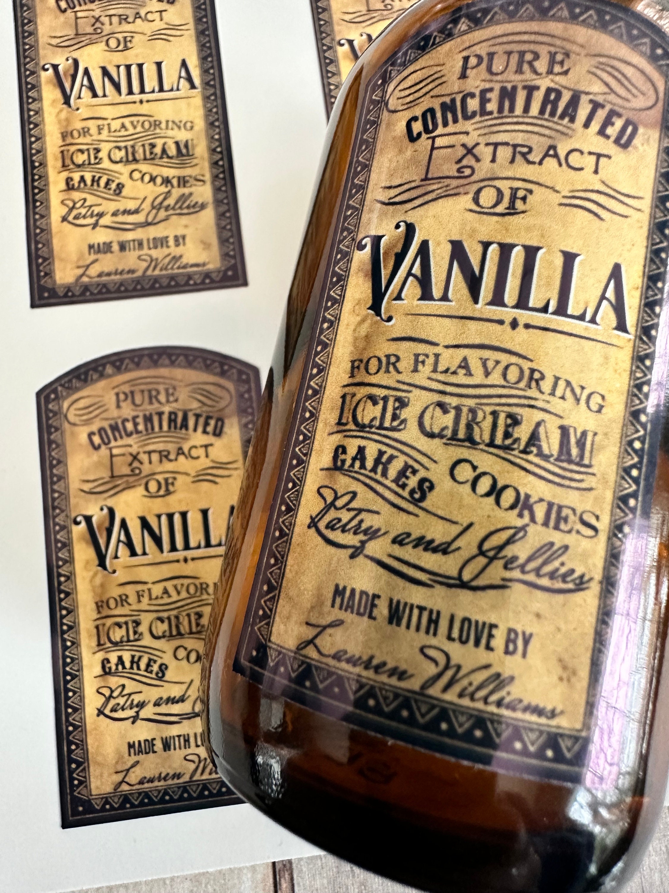 Waterproof Vanilla Extract Labels, Personalized Vanilla Extract Labels ...