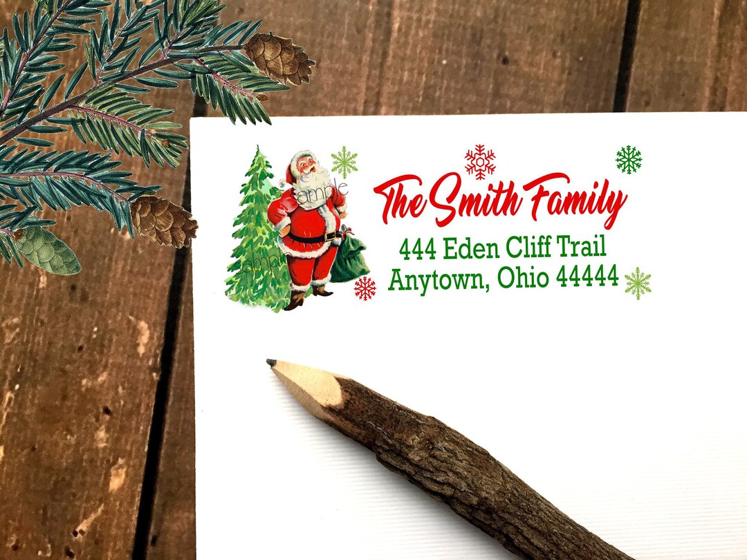 Santa Claus Return Address Labels, Christmas Tree Address Labels, Santa ...