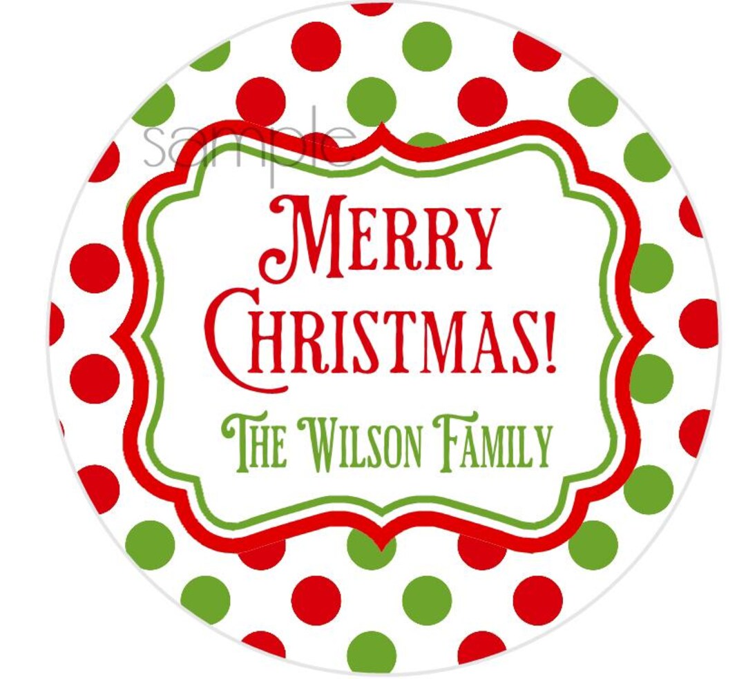 Personalized Polka Dot Christmas Gift Labels, Happy Holiday Stickers ...