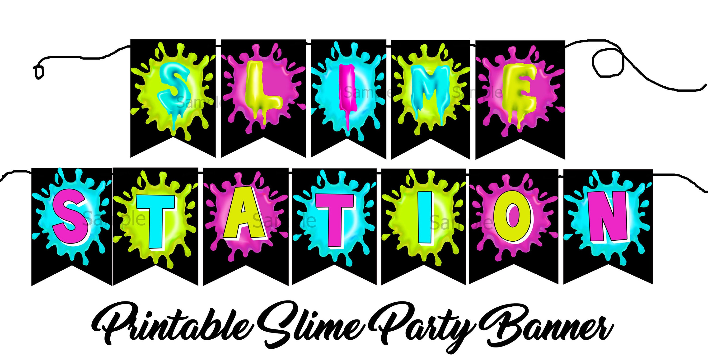 Slime Banner, Printable Slime Banner, Slime Party, Slime Station,slime ...
