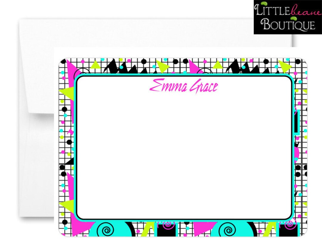 80's Notecards, 80's Stationery, Flat Notecards, 1980's Style ...