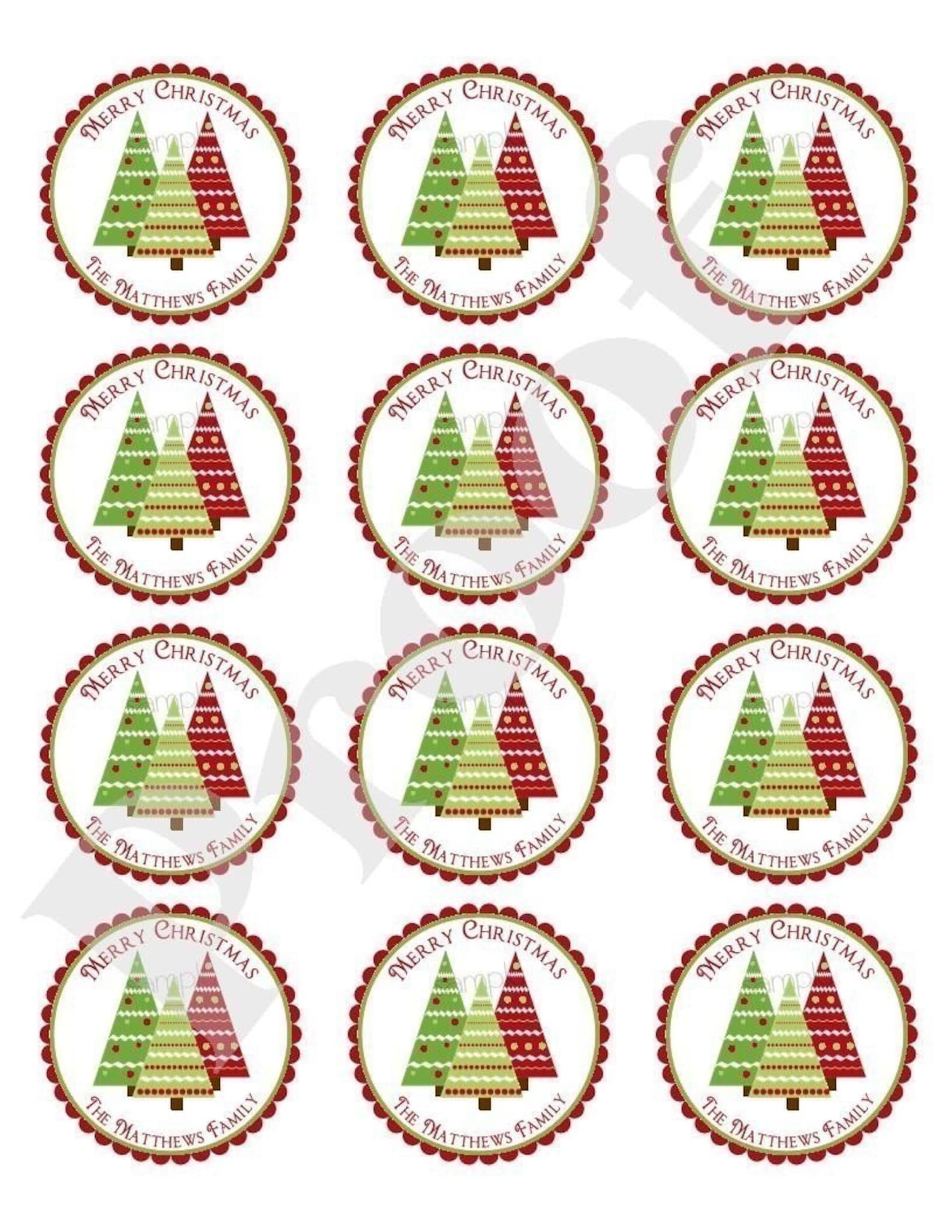 Christmas Stickers Christmas Trees Christmas Tree Labels - Etsy