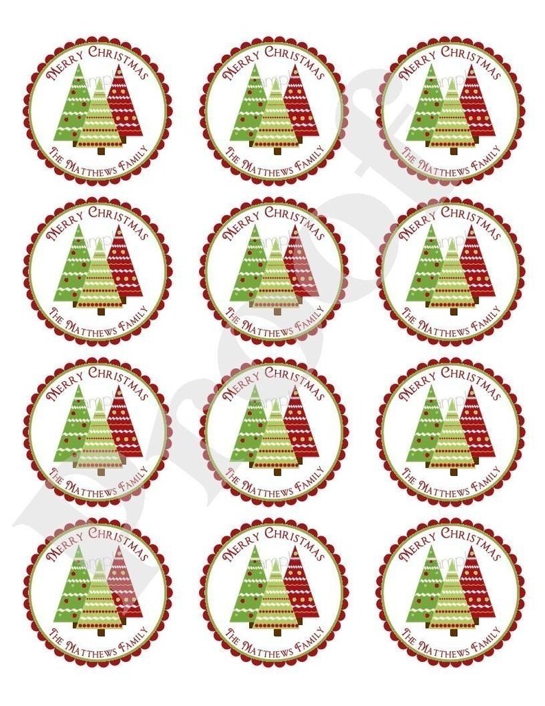 Christmas Stickers Christmas Trees Christmas Tree Labels - Etsy