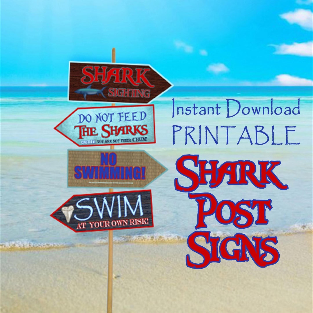 Shark Party Signs, Printable Shark Signs, DIY, Shark Signs, Shark ...