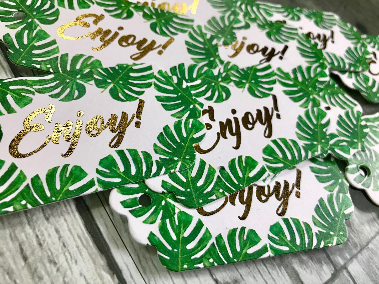 Tropical Leaf Tags Palm Leaf Gift Tagsmetallic - Etsy