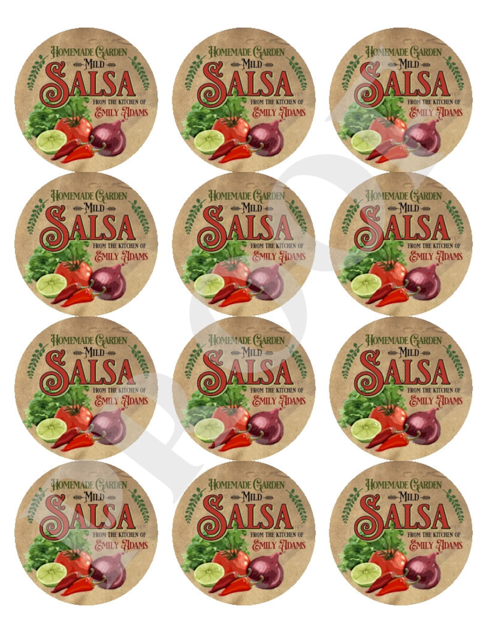 Salsa Labels Garden Salsa Labels Homemade Salsa Labels | Etsy