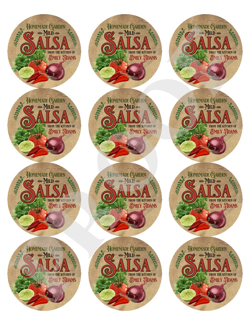 Salsa Labels Garden Salsa Labels Homemade Salsa Labels | Etsy