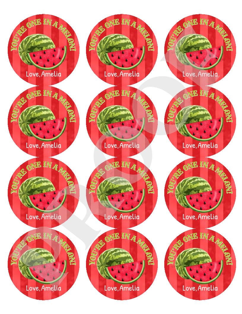 Watermelon stickers Pink watermelon birthday party One in a | Etsy