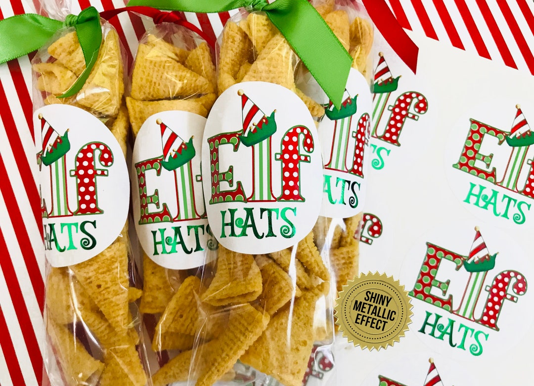 Christmas Treat Stickers - Elf Hat Stickers - Secret Elf Treat Labels ...