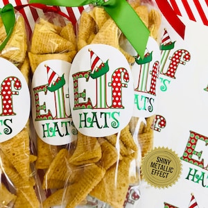 Christmas Treat Stickers - Elf Hat Stickers - Secret Elf Treat Labels ...