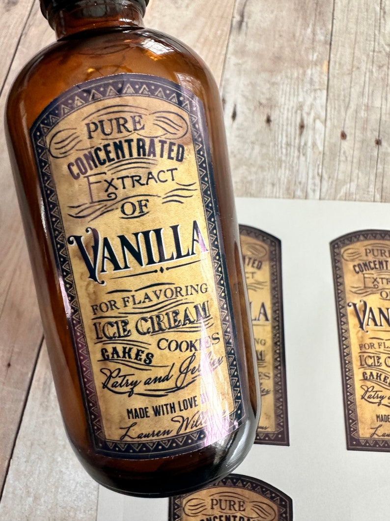 Waterproof Vanilla Extract Labels, Personalized Vanilla Extract Labels ...