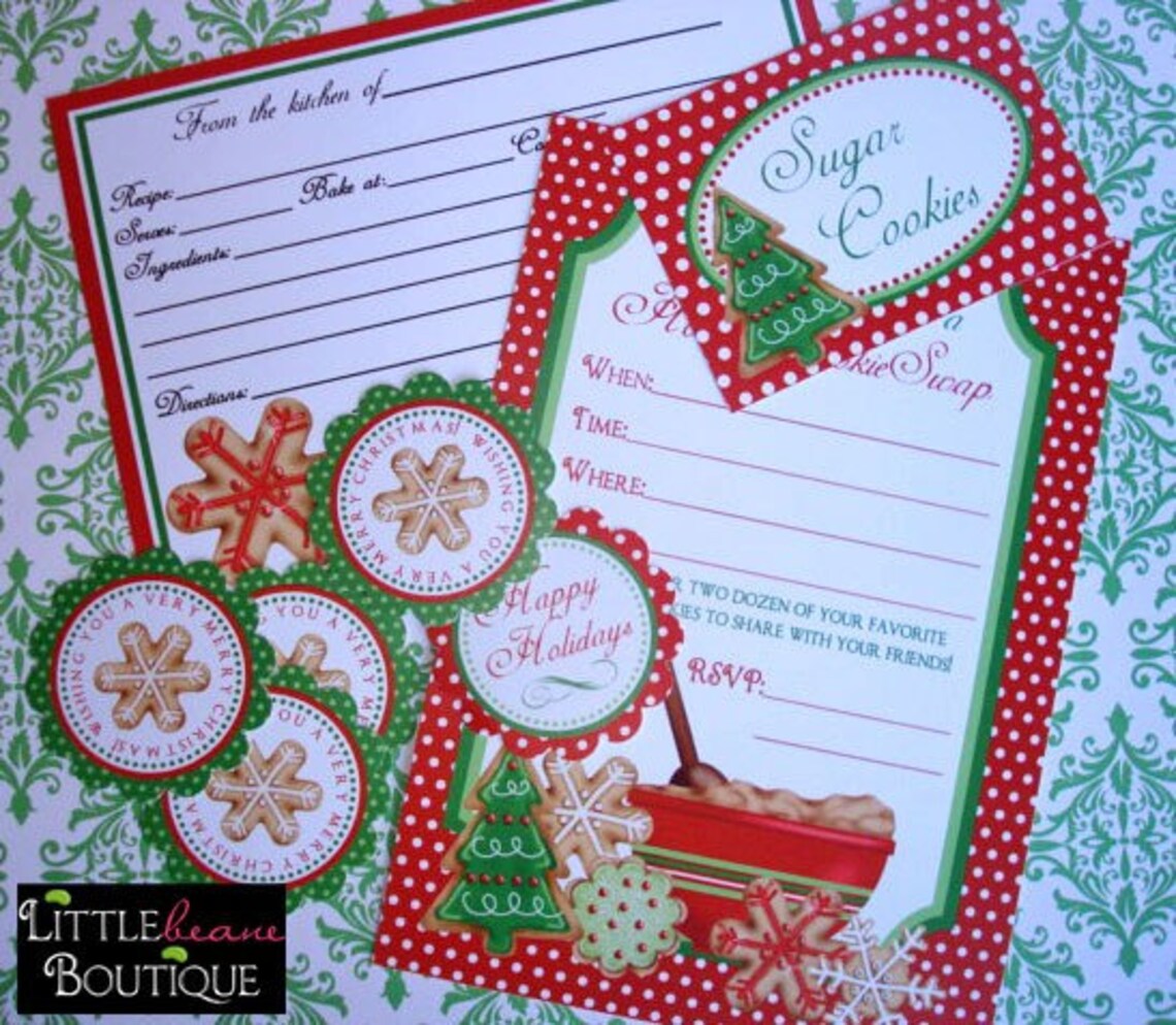 Printable Christmas Cookie Collection Cookie Exchange Cookie - Etsy