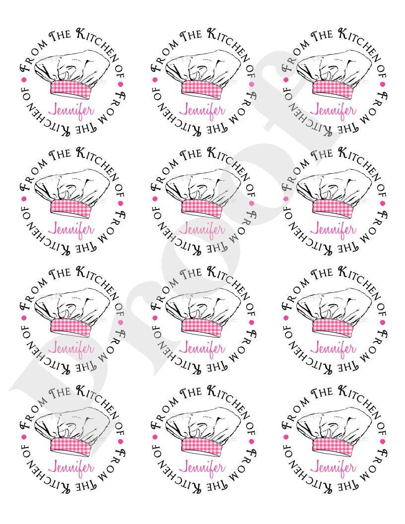Personalized Baking Stickers, Chef Hat 2, Baking Stickers, Cooking ...