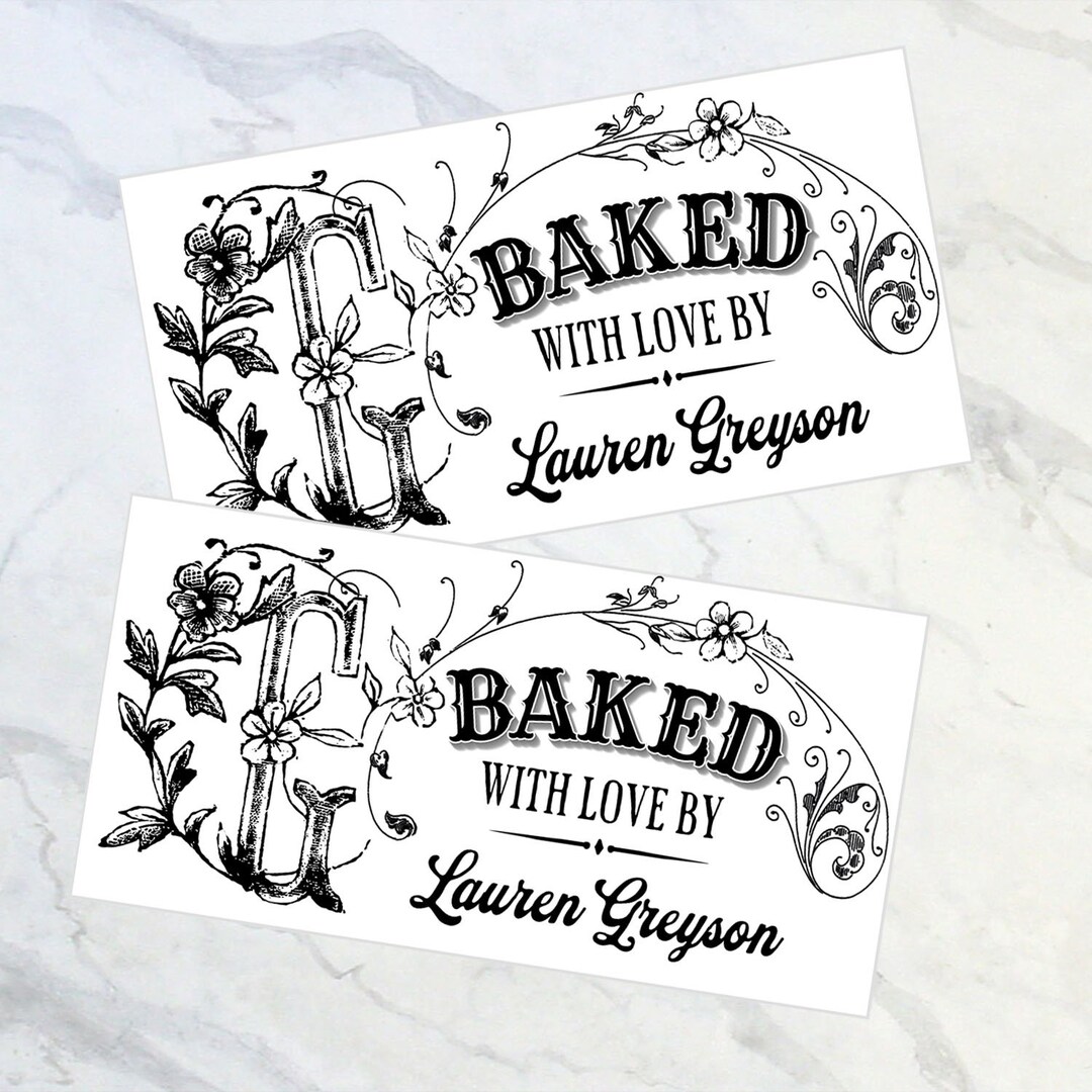 Classic Style Baking Stickers, Personalized Baking Labels, Vintage ...