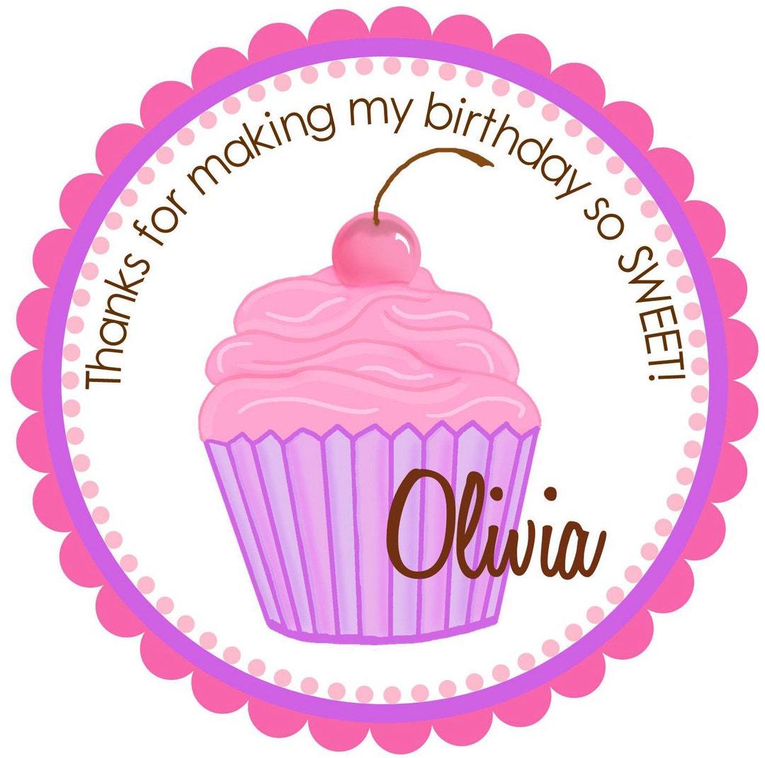 Pink and Purple Cupcake Stickers, Cherry Cupcake Stickers, Cupcake ...