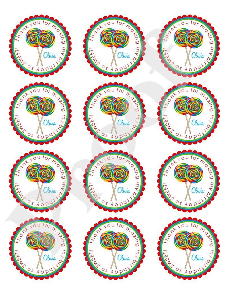 Personalized Lollipop Stickers Sweet Shop Lollipop PRIMARY - Etsy