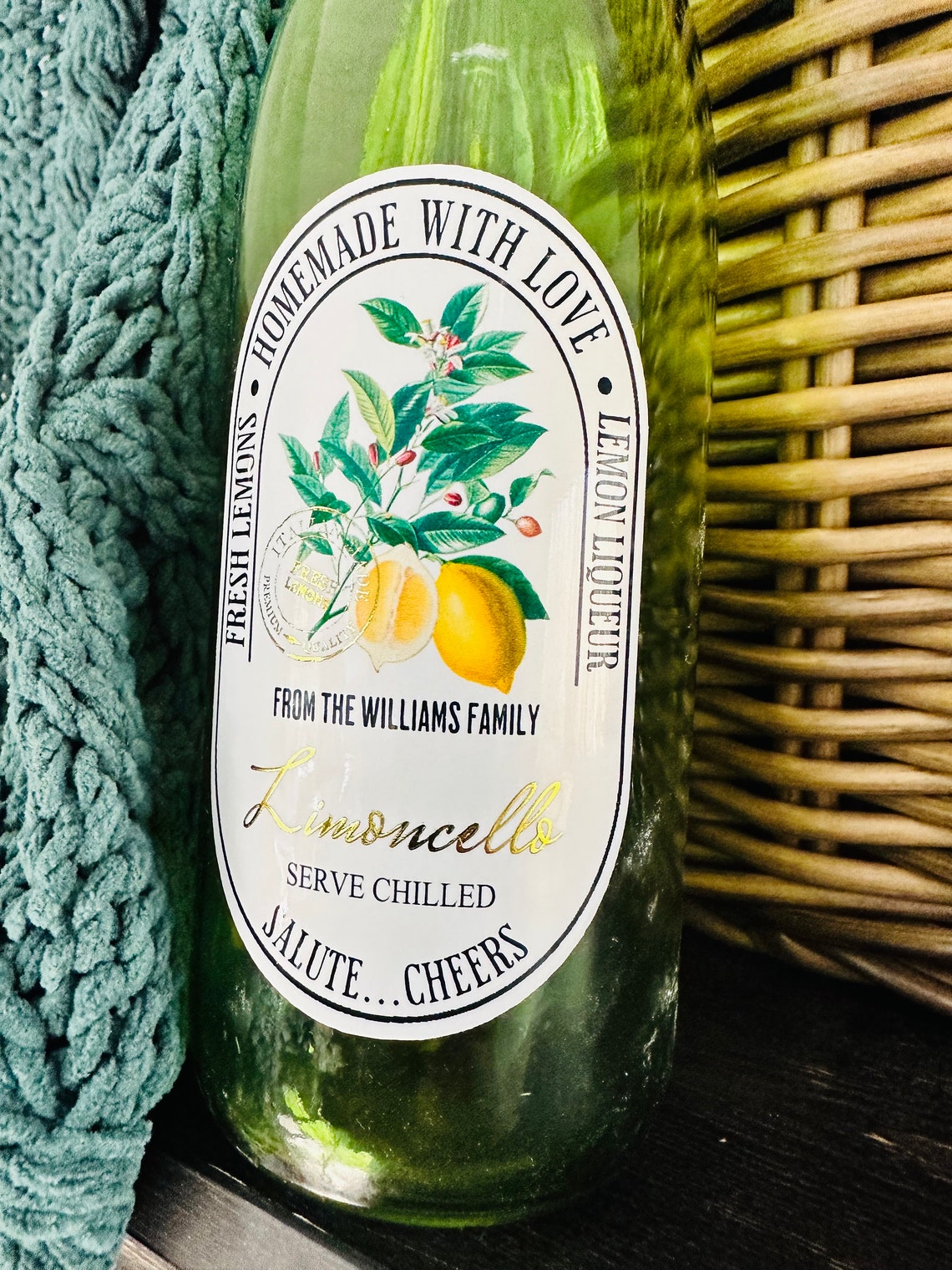 Waterproof Limoncello Stickers, GOLD Homemade Limoncello Labels ...