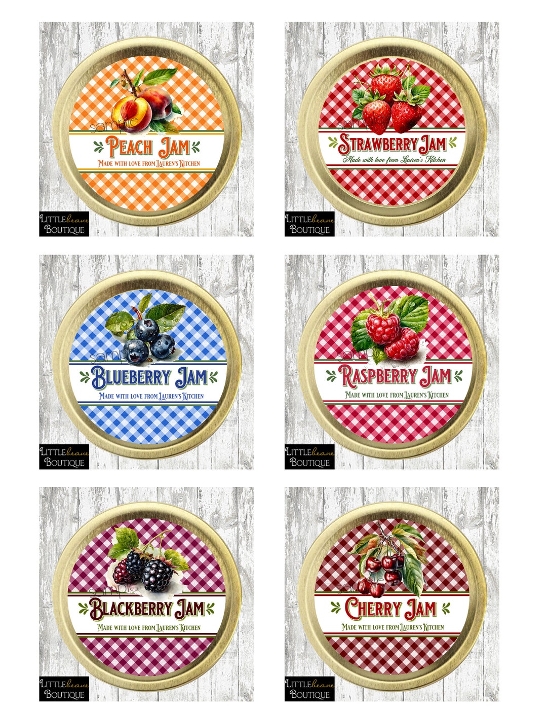 Fruit Canning Labels, Homemade Jam Canning Label, Gingham Plaid Jam ...