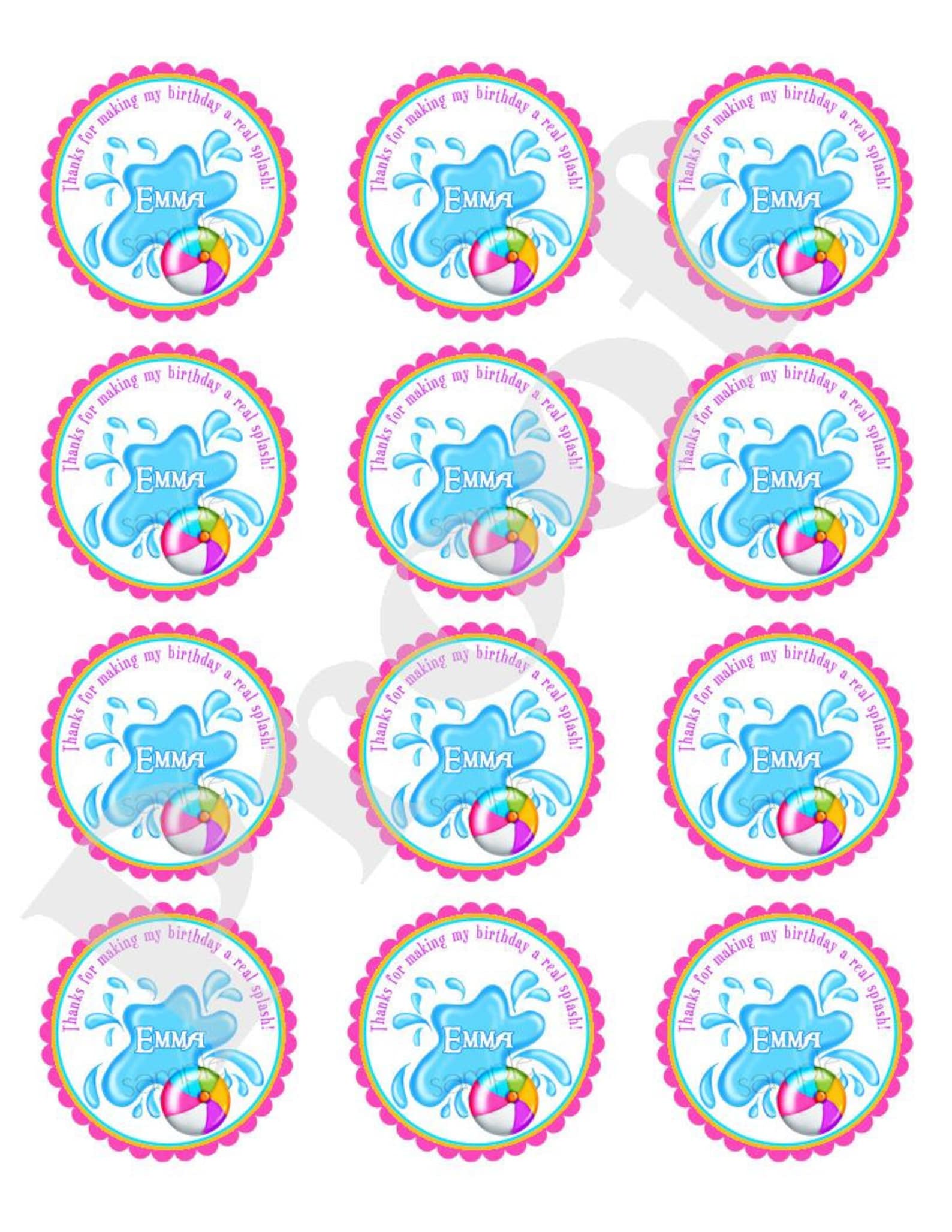 Pool Party Stickers Personalized Girl Summer Beach - Etsy