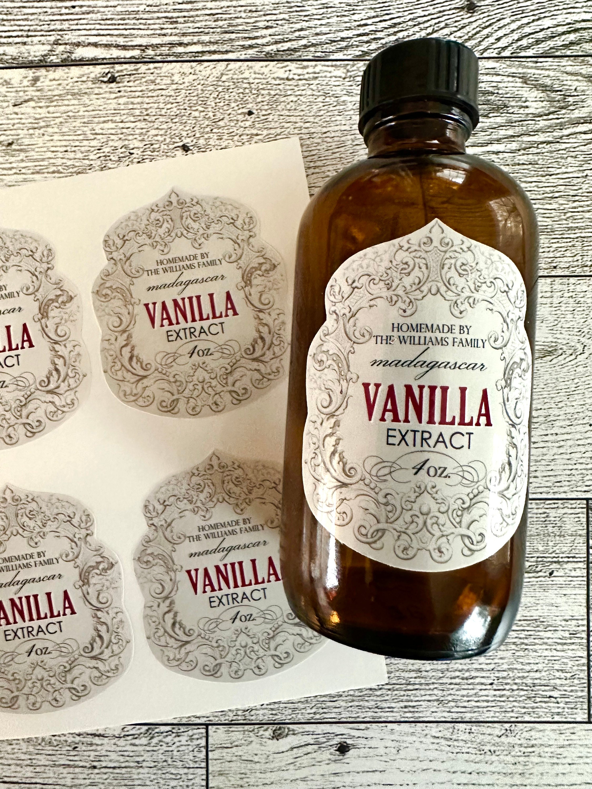 Waterproof Vanilla Extract Labels, Personalized Vanilla Extract ...