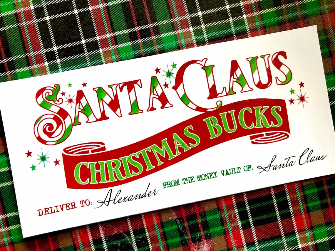 Personalized Christmas Money Envelopes Santa Bucks Money - Etsy