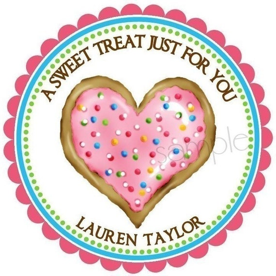 Heart Cookie Stickers, Cookie baking labels, Pink heart stickers, favor ...