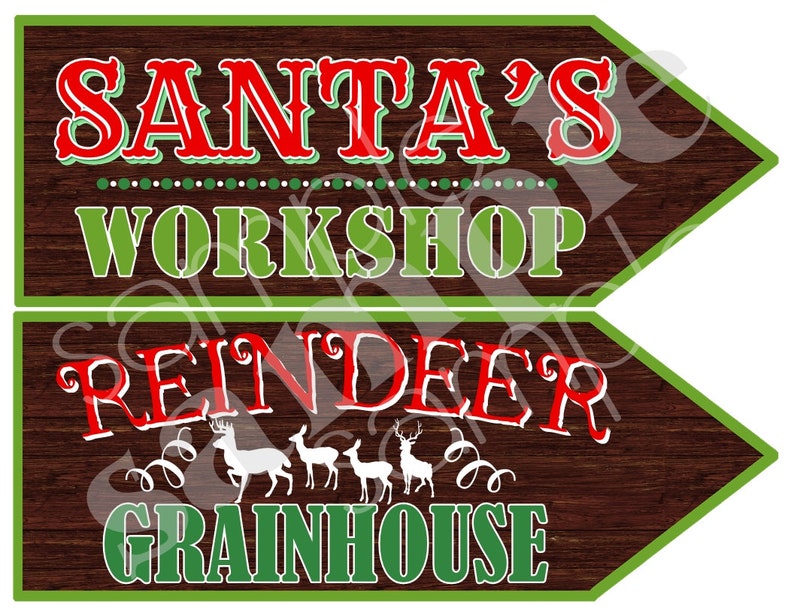 Printable Christmas Signs DIY Santa Claus Signs Santas - Etsy