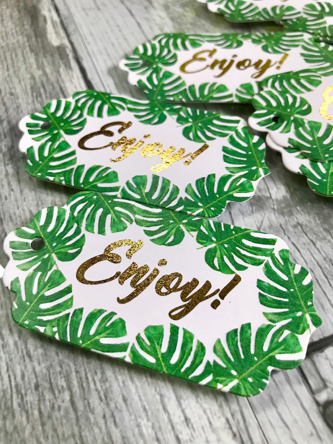 Tropical Leaf Tags Palm Leaf Gift Tagsmetallic - Etsy