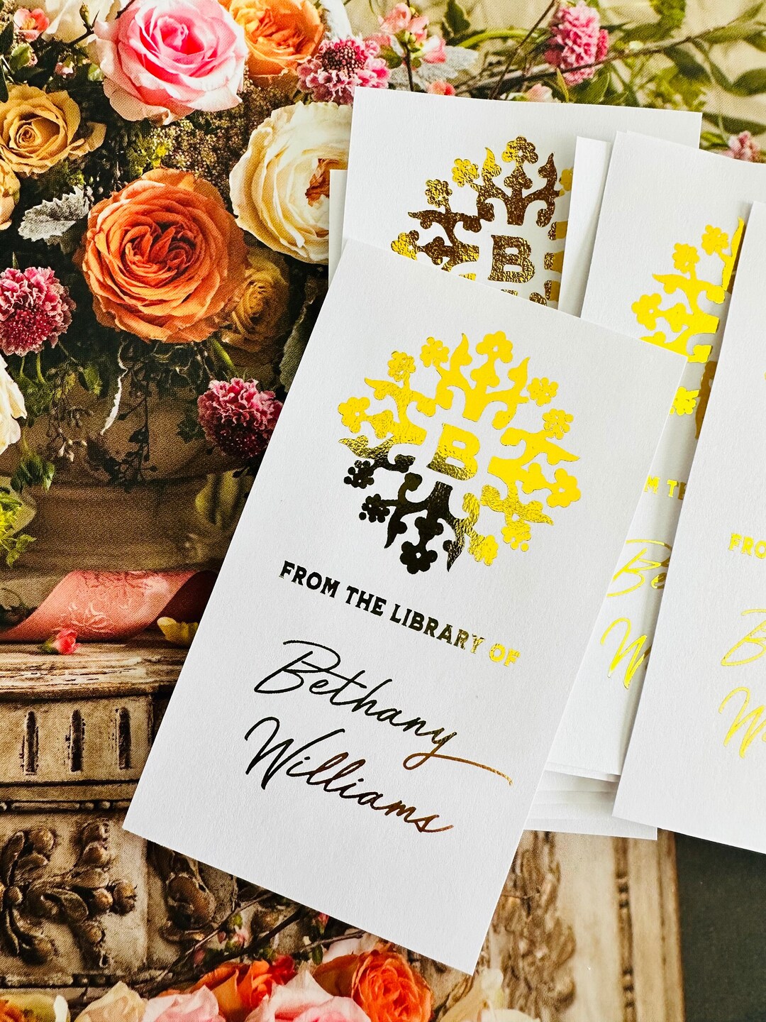 GOLD Library Book Labels, Personalized Library Book Stickers, Ex Libris ...