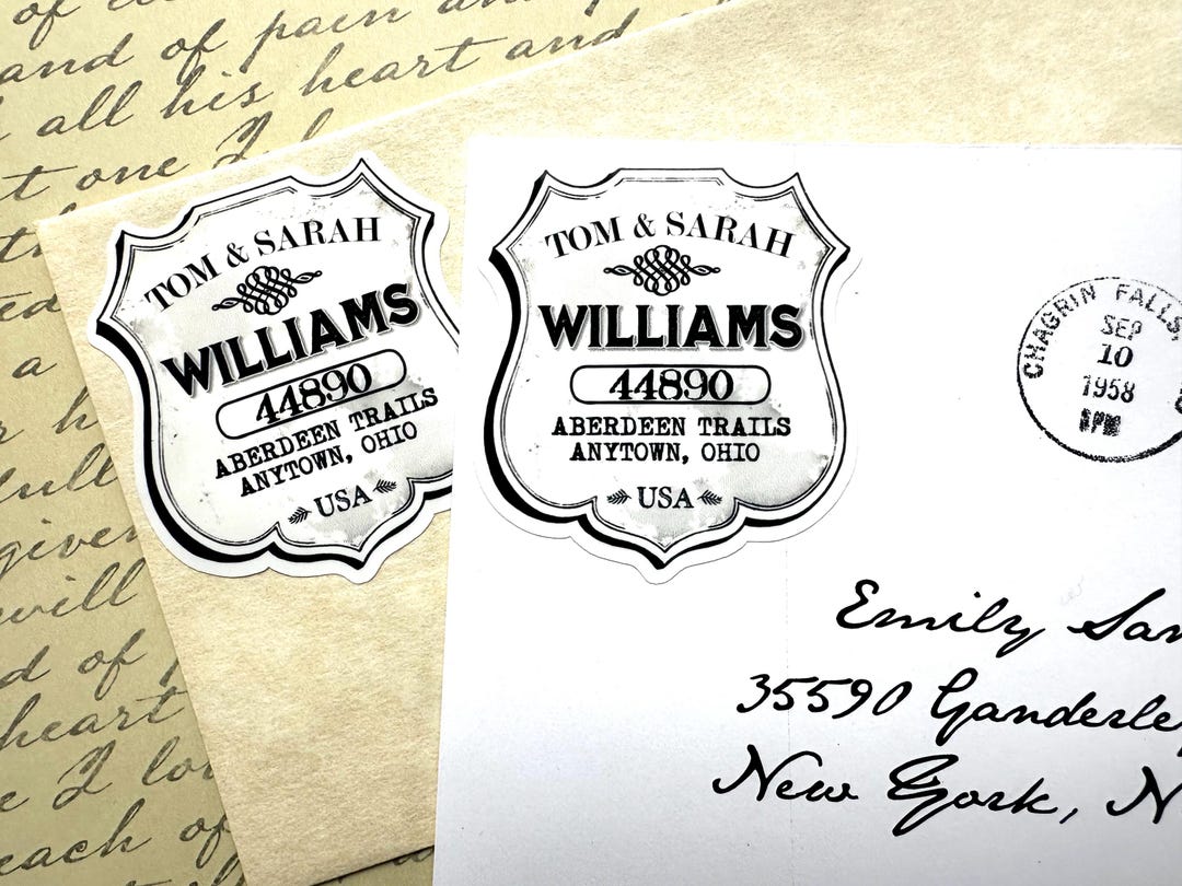 Classic Heritage Shield Return Address Labels, Vintage Shield Mail Post ...