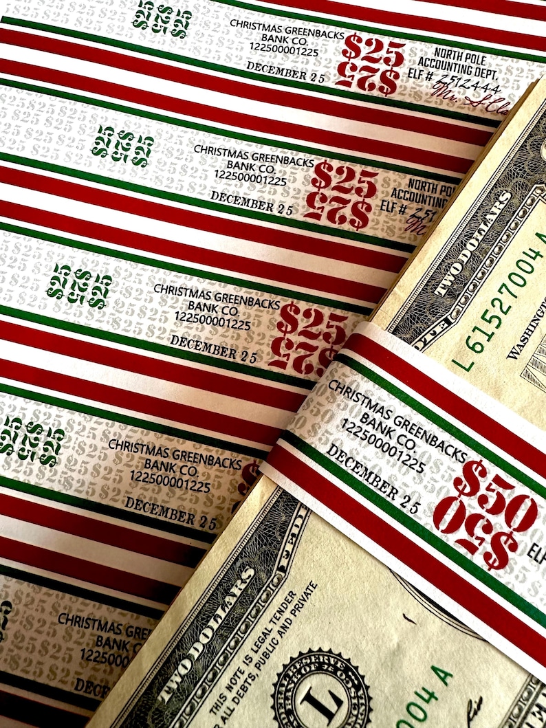 Printable Christmas Money Bands, Christmas Currency Straps, Money ...