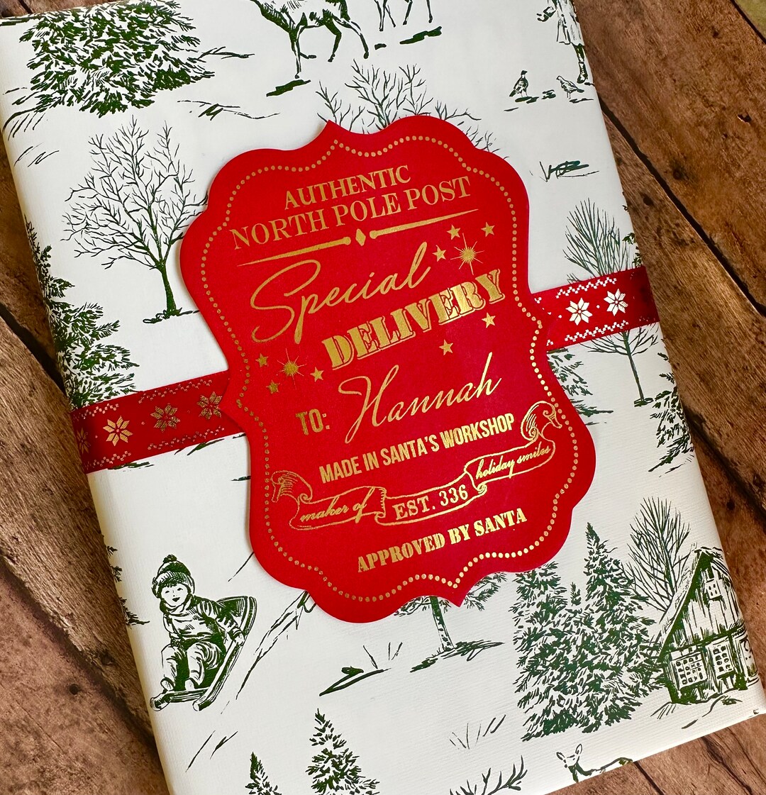 Gold Santa Christmas Stickers, Special Delivery From Santa Labels ...