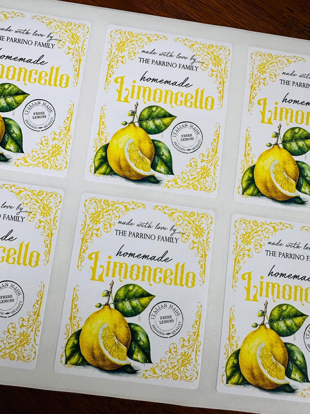Waterproof Limoncello Labels, Custom Limoncello Labels, Large Homemade ...