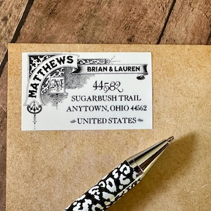 Classic Simple Vintage Style Return Address Labels, Retro Stamp Address ...