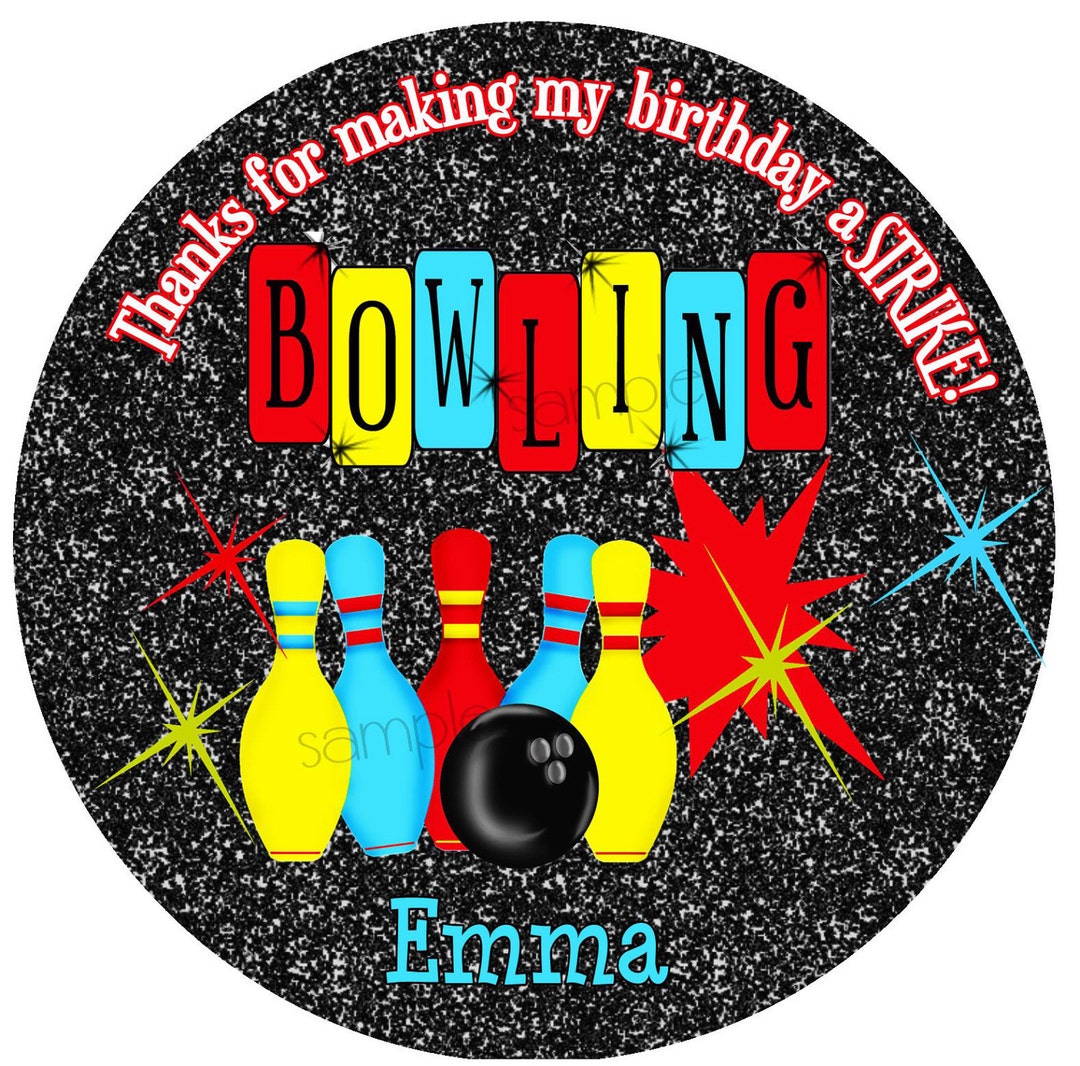 Boys Bowling Stickers, Bowling Birthday Party, Cosmic Bowling Stickers ...