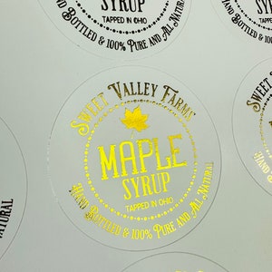 Gold Maple Syrup Labels - Water Resistant Maple Syrup Labels - Syrup ...