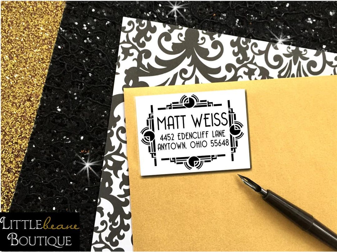 Art Deco Vintage Style Return Address Labels, Art Deco Stamp Address ...