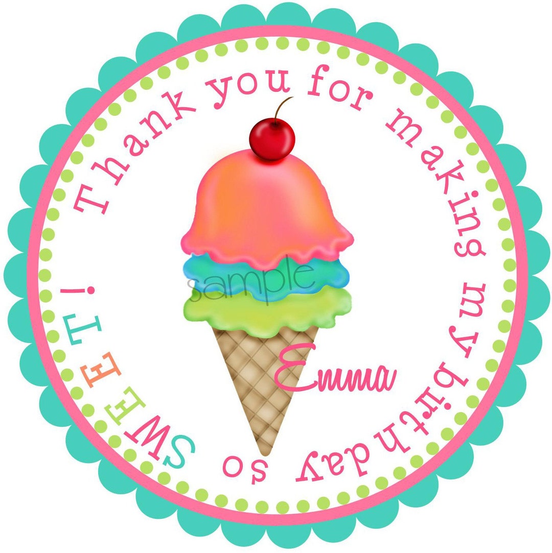 Ice Cream Stickers, Ice Cream Birthday Party, Labels, GIRL, Tags, Seals ...