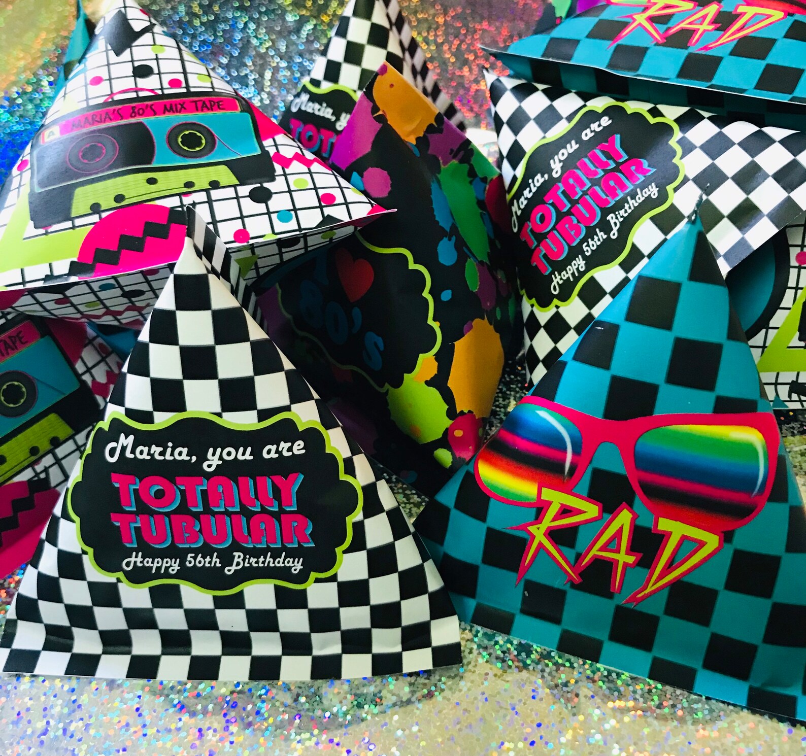 Printable 80's Party Favors Pyramid Template - Etsy