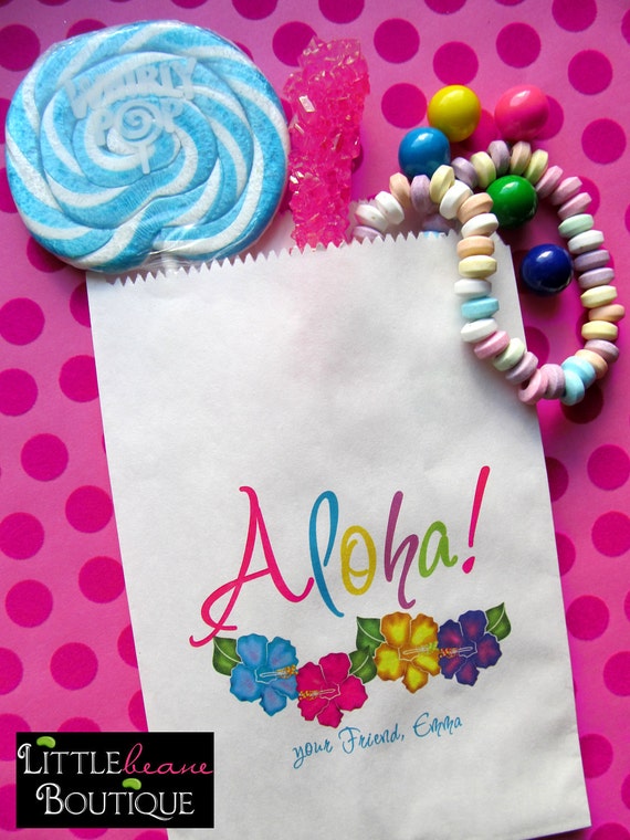 Luau Birthday Party , Hawaiian Luau, Luau Favor bags, Luau candy bags ...