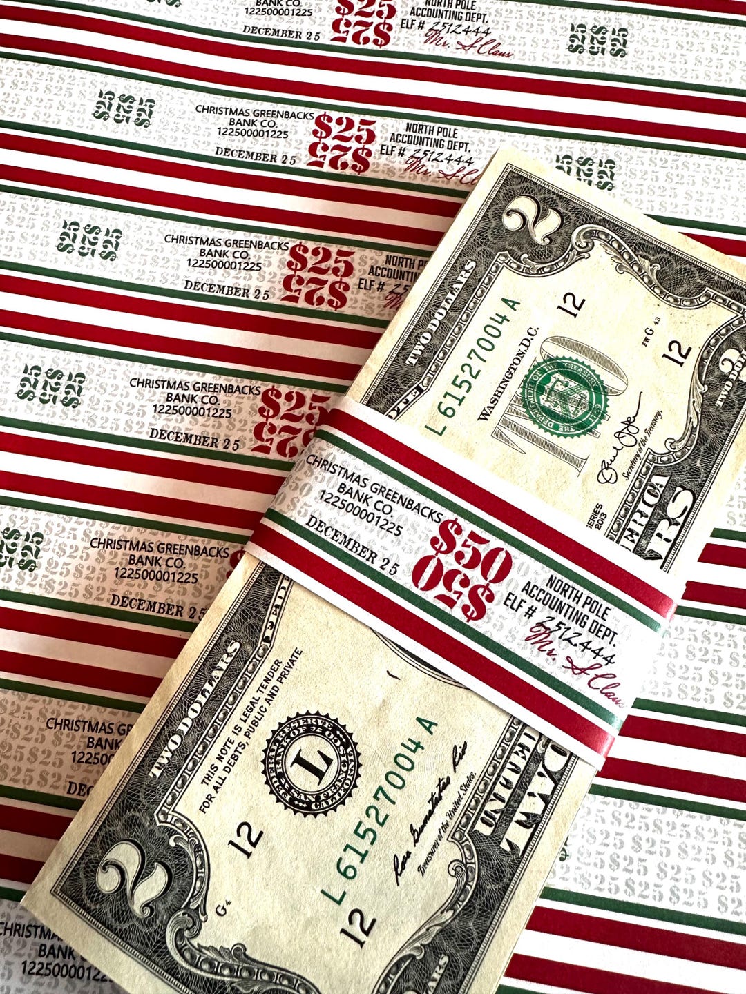 Printable Christmas Money Bands, Christmas Currency Straps, Money ...