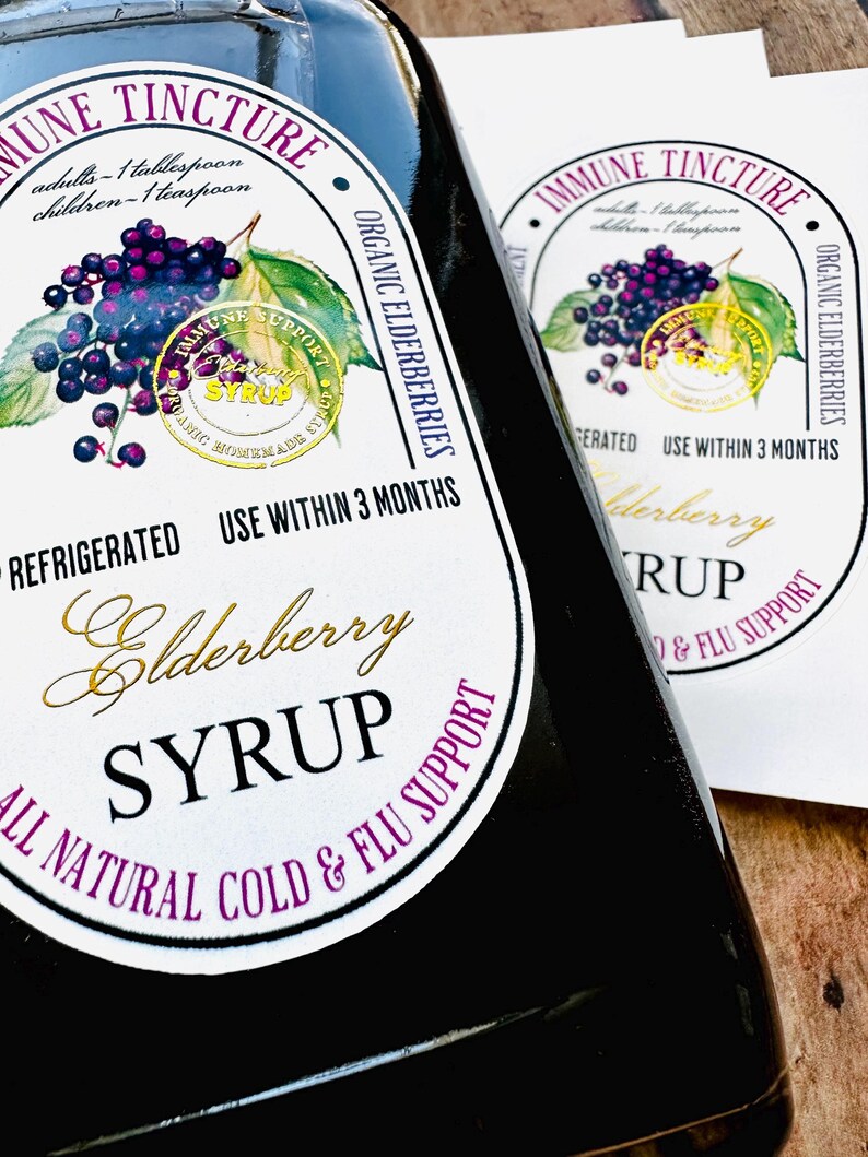 Elderberry Syrup Labels, GOLD Elderberry Syrup Labels, Tincture Labels ...