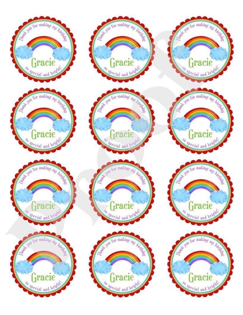 Personalized Rainbow Birthday Stickers, Girls Pastel Party Favors - Etsy