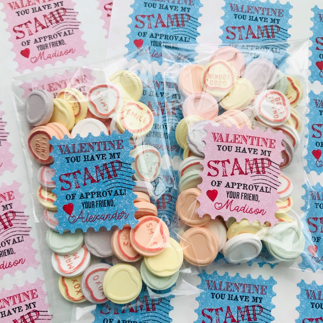 Kids Postage Stamp Valentine, Valentine's Day Sticker, Valentines Day ...