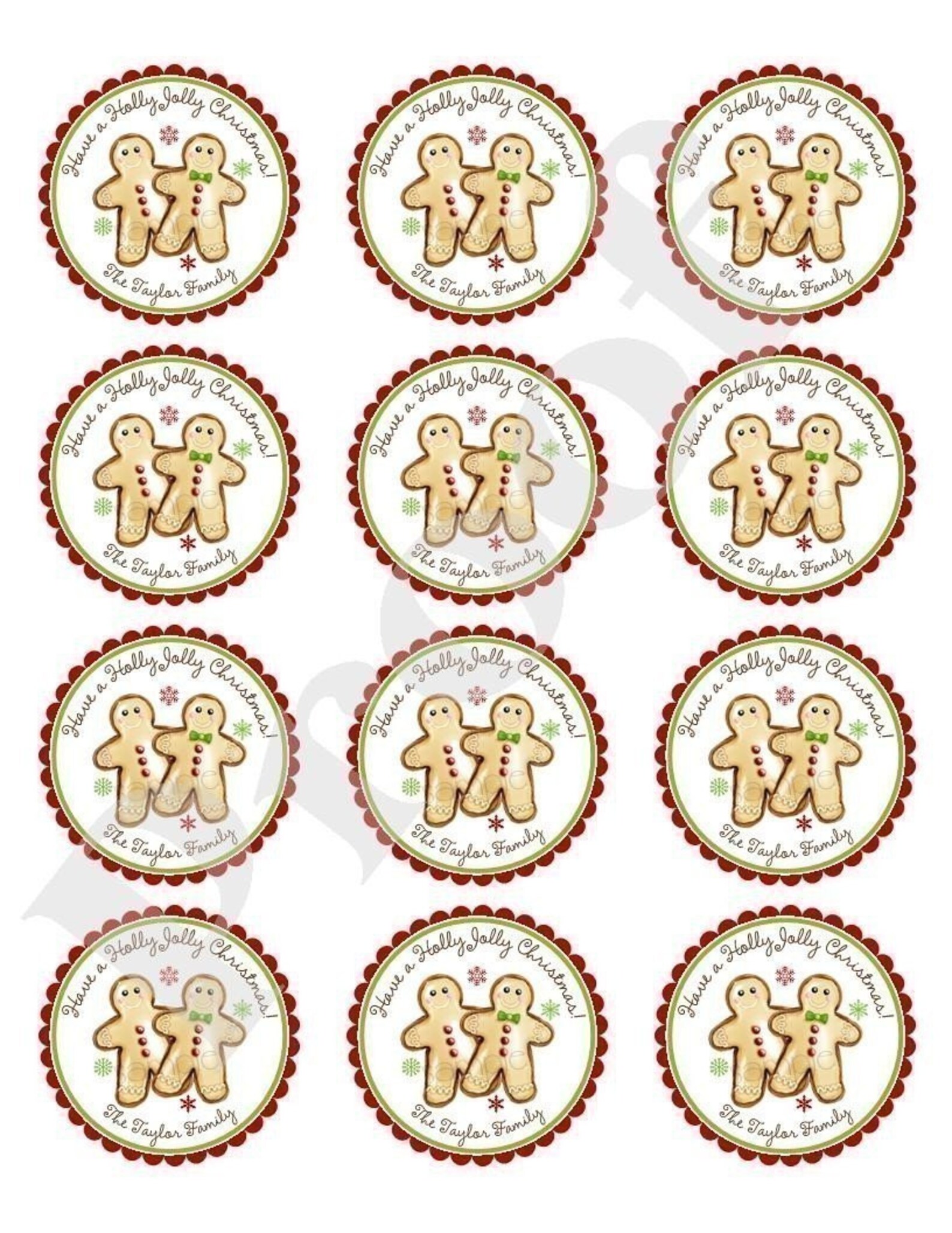 Personalized Christmas Stickers Gingerbread Man Gingerbread - Etsy