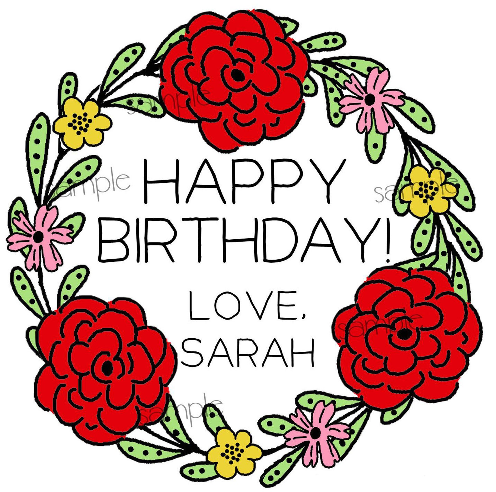 Birthday Gift Stickersflower Doodle Floralpink - Etsy